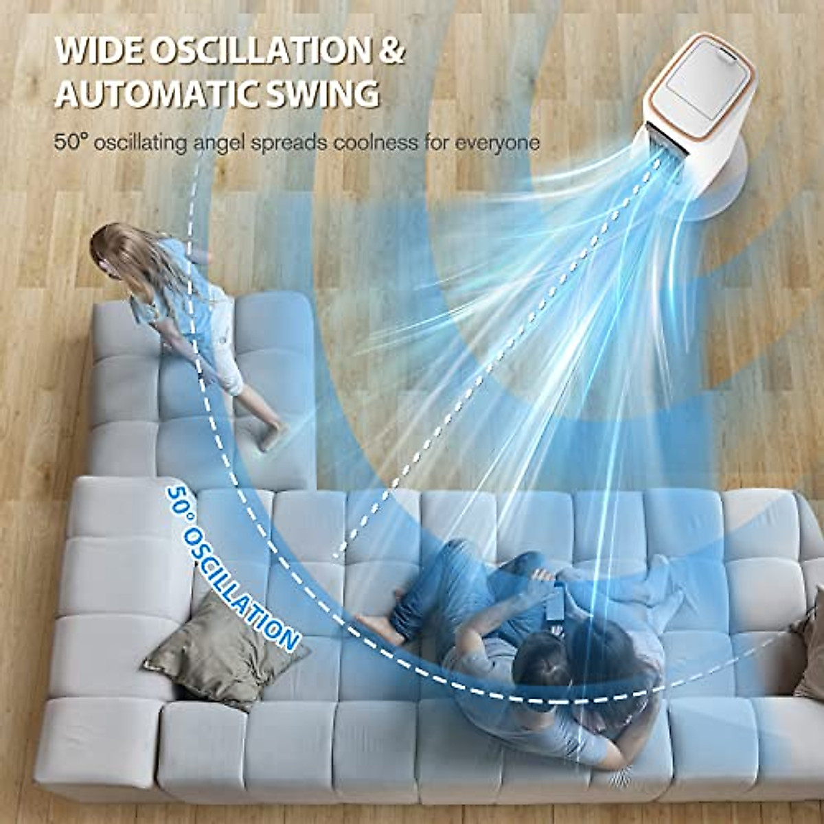 Evaporative Air Cooler Air Conditioner Portable with Remote Control, 50 Degree Oscillation, 3 Speeds & Adjustable Modes, 15 Hour Timer with Ice Packs for Home Office School Outdoor