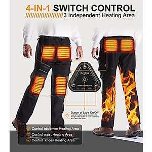 Axnol Heated Pants with 20000mAh Battery Pack Electric Heated Snow Hiking Pants Winter Softshell Outdoor Trousers (XL, Black)