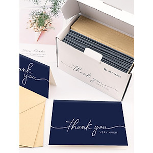 BGTCARDS 30 Pack Thank You Cards with Envelopes, Navy Blue Thank You Cards, 4" x 6" Classy Thank You Card for Business, Baby Shower, Wedding, Small Business, Graduation, Bridal Shower