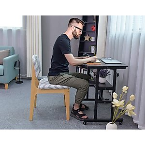 AIZ Mobile Standing Desk, Adjustable Computer Desk Rolling Laptop Cart on Wheels Home Office Computer Workstation, Portable Laptop Stand Tall Table for Standing or Sitting, Black 31.5" x 19.7"