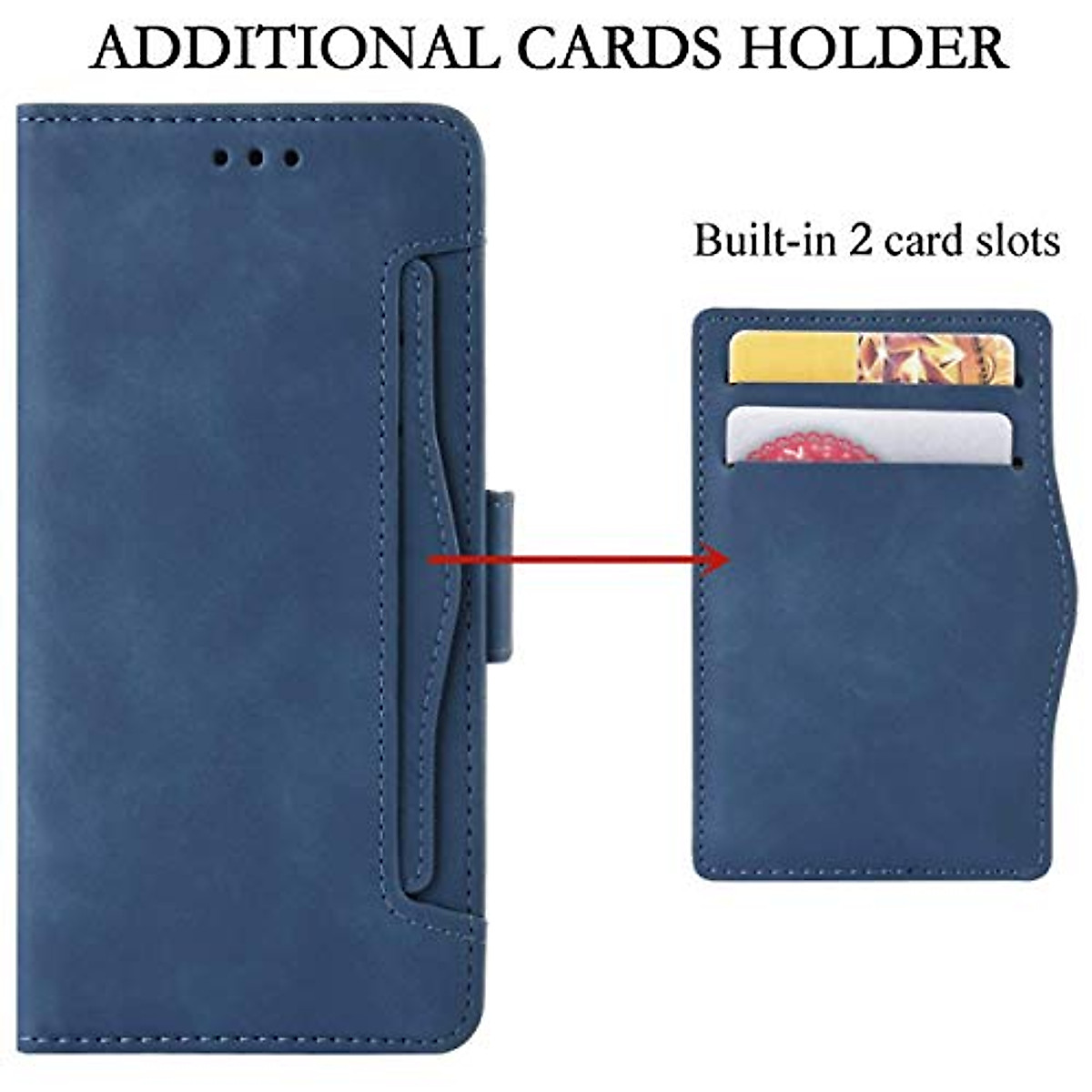 HualuBro OnePlus 8 Pro Case, Magnetic Full Body Protection Shockproof Flip Leather Wallet Case Cover with Card Slot Holder for OnePlus 8 Pro Phone Case (Blue)