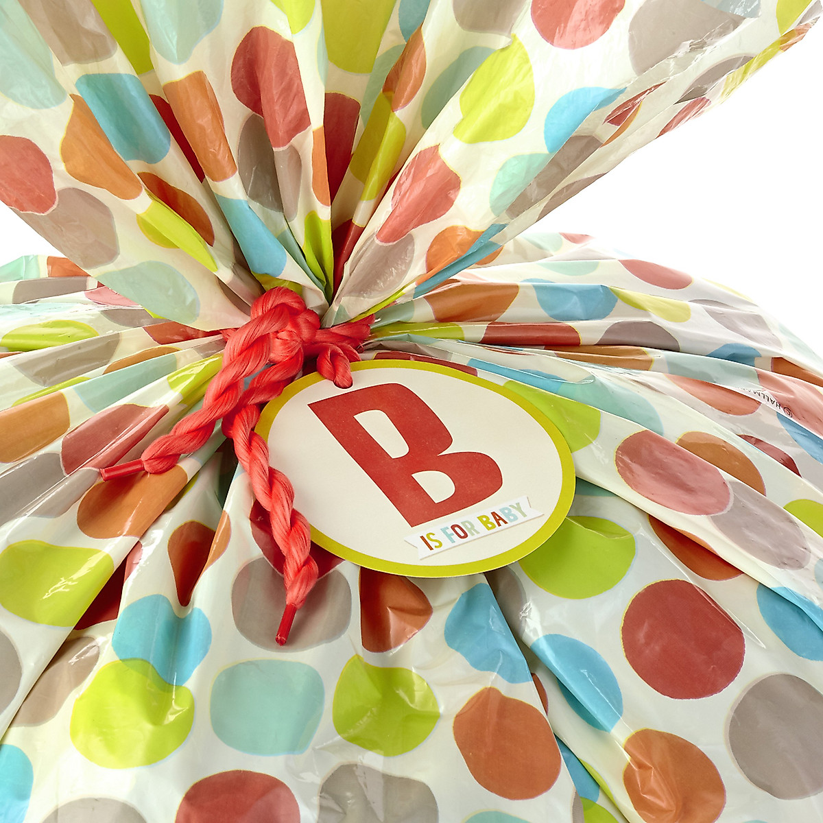 Hallmark 56" Jumbo XL Plastic Gift Bag (B is for Baby, Multicolor Dots) for Baby Showers, New Parents and More