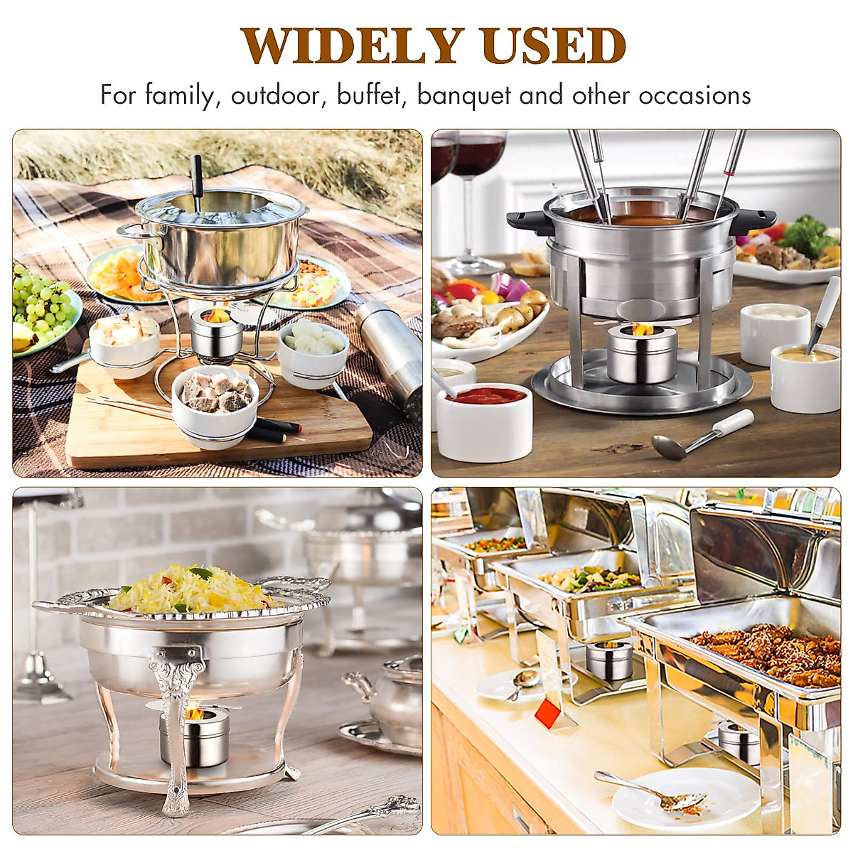 4pcs Buffet Warmer Fuel Holder with Cover Chafer Stainless Steel Canned Heat Fuel Box Burner Chafer Canned for Buffet Barbecue Party