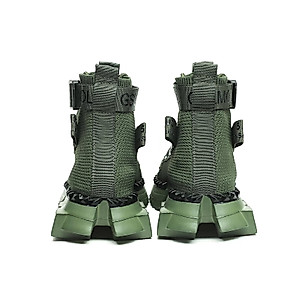 Jakcuz Mens Fashion Sneaker High-top Casual Sports Athletic Big Boy Walking Shoe Running Shoes Tennis Shoes Army Green Platform Sneakers for Women Size 8 Men Size 6.5