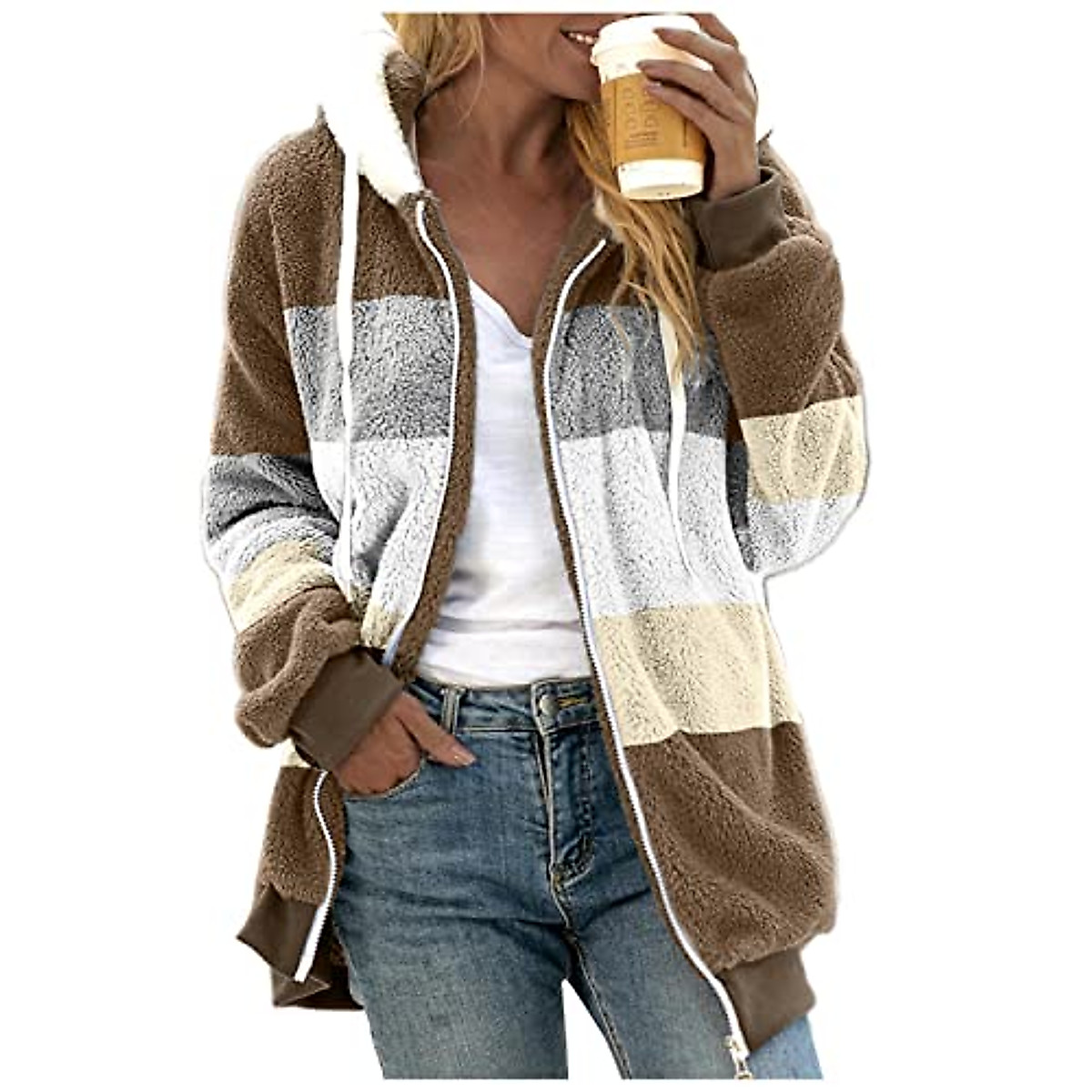 Plaid Jackets for Women Men's rain Jacket with Hood Waterproof 2023 Fall Fashion Casual Long Sleeve Crewneck Sweatshirt Loose fit Pullover Hoodie Fleece y2k Tops Plus Size Clothing Womens Long