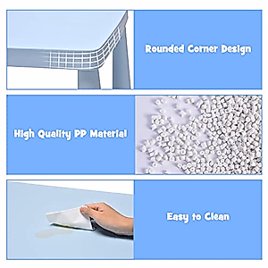 HONEY JOY Kids Table and Chair Set, Plastic Children Activity Table and 2 Chairs for Art Craft, Easy-Clean Tabletop, 3-Piece Toddler Furniture Set for Daycare Playroom, Gift for Boys Girls(Blue)