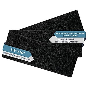 3 Pack Replacement Carbon Filters Compatible with Litter-Robot 3 – Activated Charcoal Cat Litter Box Filters Absorb & Neutralize Odor & Dust Control