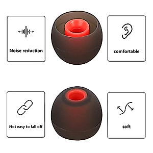 CYADCI Replacement Earbud Tips Silicone Earbud Tips Ear Gels Fit for Inner Hole from 3.8mm - 5.1mm Earphones 9 Pairs Earbud Replacement Tips Medium, Black-Red