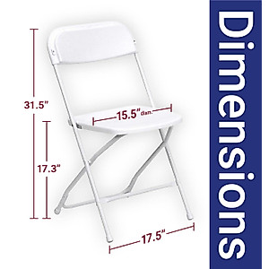 TentandTable Heavy Duty Poly Plastic Stackable Folding Chairs | White | for Event, Banquet, and Wedding| 300-Pound Capacity | 10 Pack
