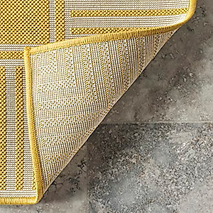 nuLOOM Asha Simple Border Indoor/Outdoor Area Rug, 8' x 10', Yellow