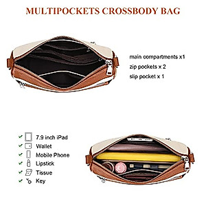 Over Earth Genuine Leather Shoulder Bag Small Crossbody Handbags for Women Ladies Purse(O131E Beige/Brown)