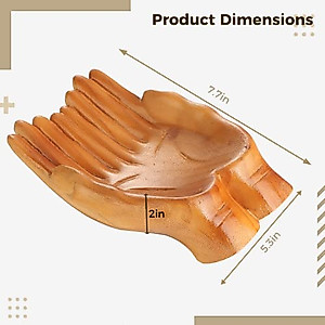 Crystal Display Stand, Carved Hands Offering Bowl for Crystal Stone Keepsakes Trinkets Display, Carved Hand Crystal Display Shelf, Decorative Hand Tray for Crystal Rock Storage & Display