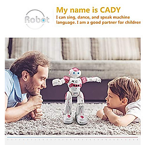 WEECOC RC Robot Toys Gesture Sensing Smart Robot Toy for Girls Can Singing Dancing Speaking Christmas Birthday Gift (Pink)
