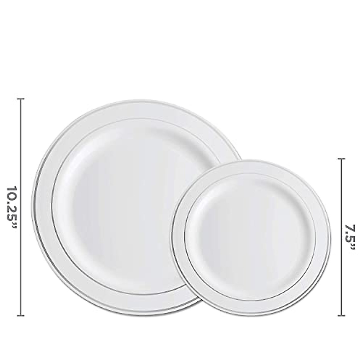 700 Piece Silver Dinnerware Set - 200 Silver Rim Plastic Plates - 300 Silver Plastic Silverware - 100 Silver Plastic Cups - 100 Linen Like Silver Napkins, 100 Guest Disposable Silver Dinnerware Set
