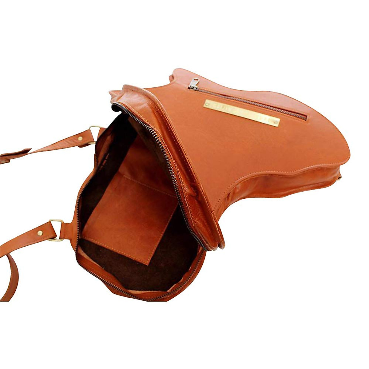 Orijin Culture AFRICA Men Backpacks Belt Bags - Africa Backpacks for Travel – Africa Shaped Crossbody Leather Backpacks with Sturdy Zippers & Multiple Pockets | Brown - Medium