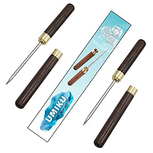2 Pack 9"Ice Picks,Sturdy Stainless Steel Ice Picks For Breaking Ice with Safety Cover,Non-slip Wooden Handle For Kitchen,Bars,Bartender,Camping (Ebony)