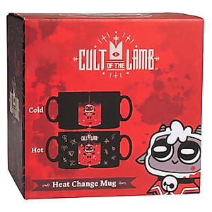 Cult of The Lamb Heat Changing Coffee Mug - Symbol Images Reveal with Heat - Officially Licensed Video Game Merchandise - Christmas Stocking Stuffer Gamer Gift for Kids, Teens, Adults - 11oz, Ceramic