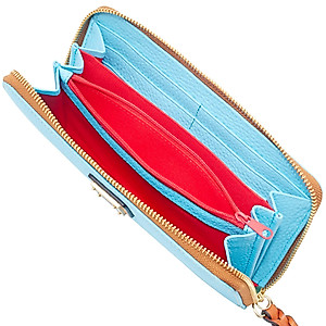 Dooney & Bourke Handbag, Pebble Grain Large Zip Around Wristlet - Sky Blue