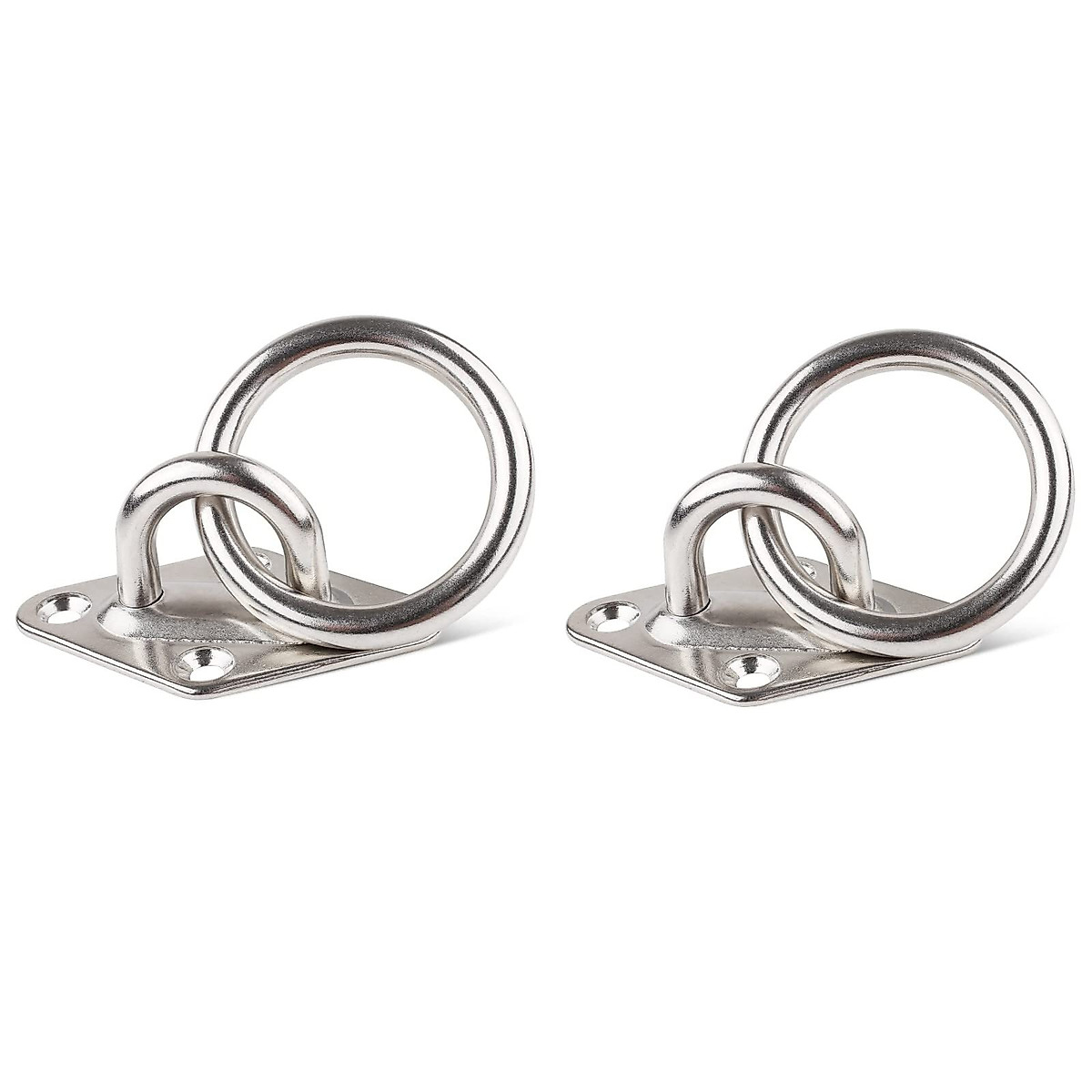 TLGREEN Stainless Steel Screw,Screw Eye with Ring,Ceiling Hook Pad Eye Plate,Hardware Staple Hook Loop Screws Mount 2 Pcs, Silver