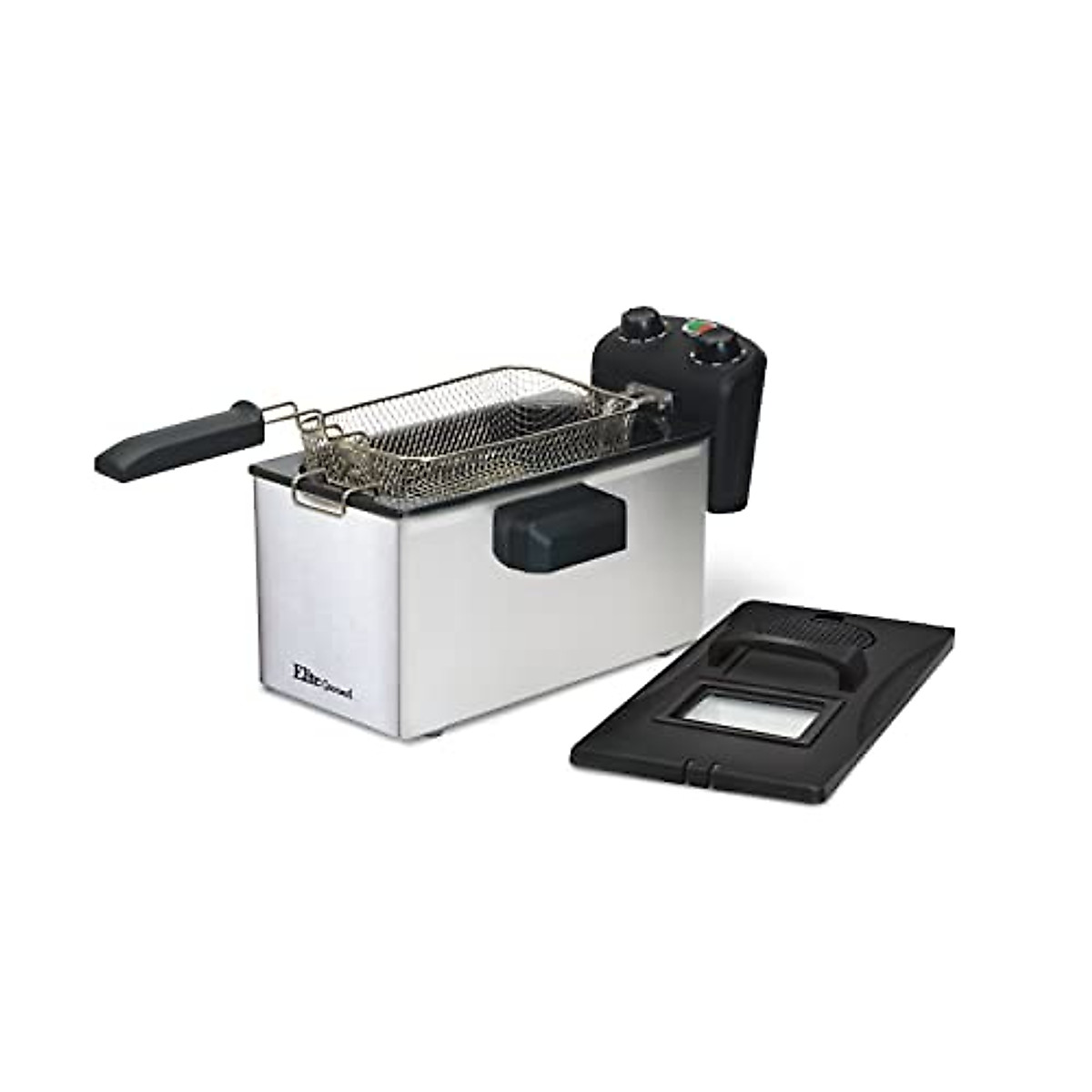 Elite Gourmet EDF-3500# Electric Immersion Deep Fryer. Removable Basket, Timer Control Adjustable Temperature, Lid with Viewing Window and Odor Free Filter