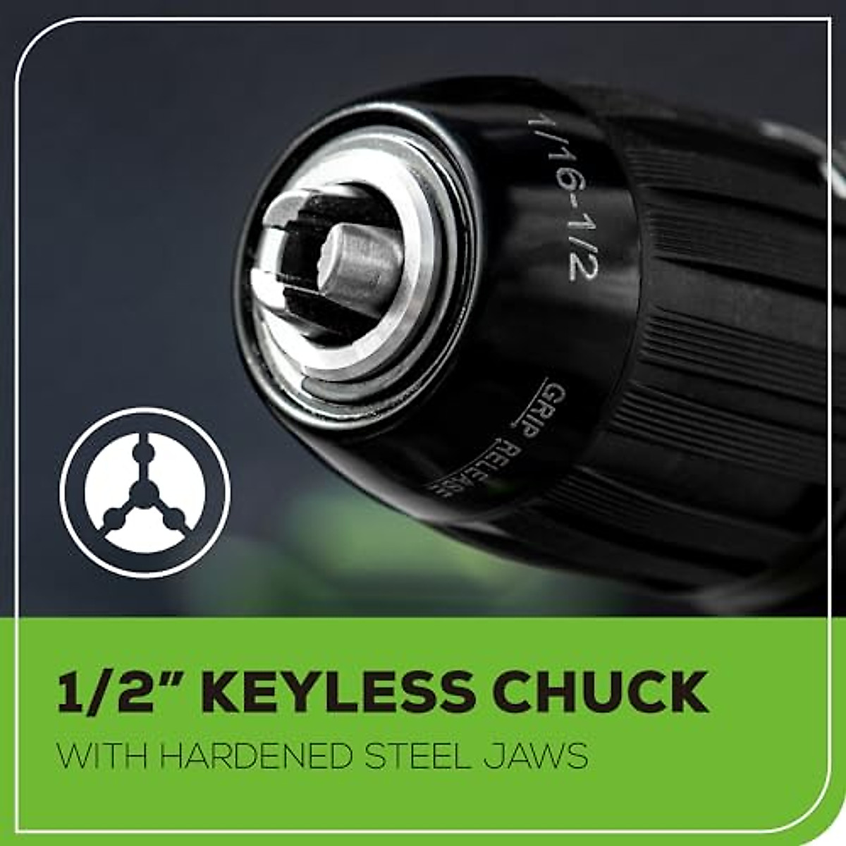 Greenworks 24V Brushless Cordless Drill Kit, 310 in./lbs, 18+1 Position Clutch, 1/2 '' Keyless Chuck, Variable Speed, (2)2Ah Batteries with 2A Charger, LED Light, 8pcs Drill Bits with Tool Bag