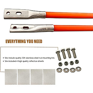 SEASAIL Bold 36'' Snow Plow Blade Marker Guide Kit High Visibility Orange with Stainless Steel Joint Compatible with Most Snow Plow Not Easy to Break and Rust Low Temperature Resistance