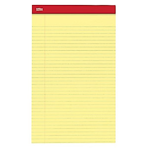 Office Depot Perforated Writing Pads, 8 1/2in. x 14in., Legal Ruled, 50 Sheets, Canary, Pack Of 12 Pads, 99420