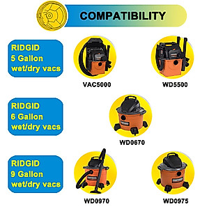 SpaceTent 5 Pack VF3503 Size b Vacuum Bags for Ridgid 6 to 9 Gallon Wet/Dry Vacs.