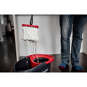 O-Cedar EasyWring Microfiber Spin Mop & Bucket Floor Cleaning System + 2 Extra Refills, Red/Gray