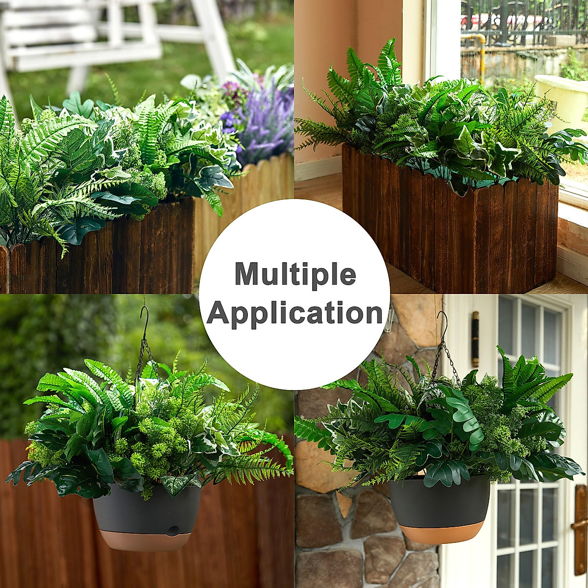 PARTY JOY 14 Bunches Fake Plants Outdoor, Fake Bushes UV Resistant Artificial Flowers Greenery Shrubs Faux Greenery for Outdoor Garden Patio Front Porch Yard Decor