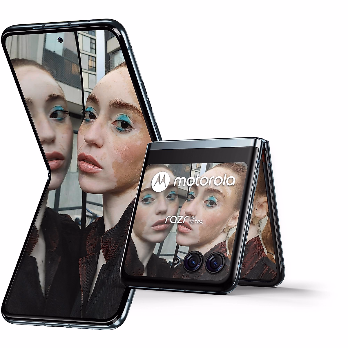 Motorola razr 40 Ultra 5G 256GB Storage + 8GB RAM - 6.9"/3.6" FHD Display - Dual SIM (Nano SIM + eSIM) Unlocked Android 13 Flip Phone - International Version (Glacier Blue)