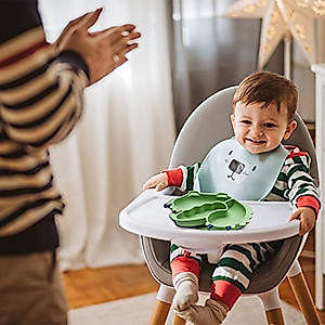 Qshare Toddler Plate, Portable Baby Plates for Toddlers and Kids, BPA-Free Strong Suction Plates for Toddlers, Dishwasher & Microwave Safe Silicone Placemat 9x6x1.5 inch