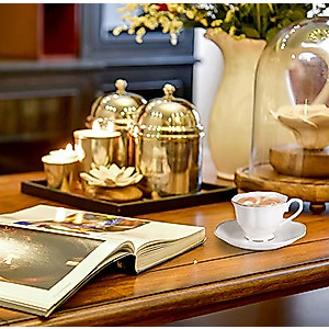 GUANGYANG GY 12 Pieces (Tiny Style) Mini Porcelain Espresso Cups with Saucers - 2.5 Ounces Coffee Cup and Saucer set of 6, 80cc,White