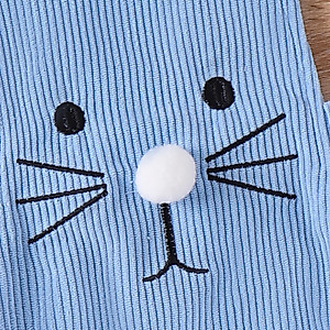 Gueuusu My First Easter Baby Boy Girl Outfit Bunny Costume Rabbit Ear Sleeveless Romper Overalls Infant Rabbit Cosplay Outfit (Blue, 0-3 Months)