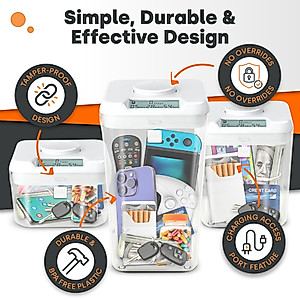 Kitchen Safe: Time Locking Container (Green Lid + Clear Base) - 5.5" Height