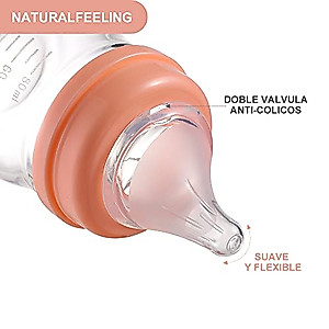 FDBTL Baby Bottle Glass Natural Anti-Colic Bottles Closer to Breastfeeding for Newborn Babies Infant 0M+ 3Oz