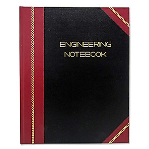 BookFactory Engineering Notebook Professional - 96 Pages (Quad Ruled - .25" Engineering Grid), 8" x 10", Engineer Lab Notebook, Black and Burgundy Cover, Smyth Sewn Hardbound (EPRIL-096-SGS-LKMST4)