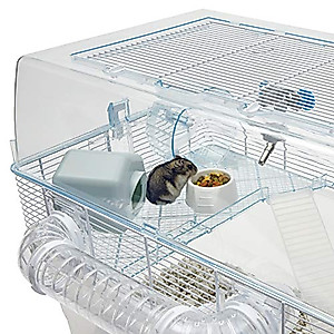 Duna Space Gerbil & Hamster Cage, Extra-Deep 11.5-Inch Base Promotes Instinctual Burrowing While Containing Litter & Debris, Includes ALL Accessories and Play Tunnels, 22.6L x 18.7W x 21.5 Inches
