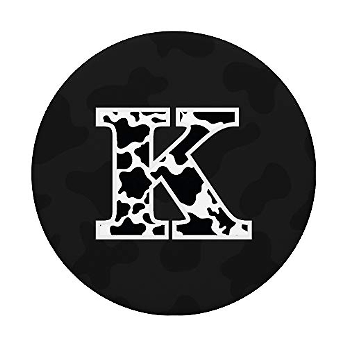 Cow Print Black and White Initial Letter K PopSockets PopGrip: Swappable Grip for Phones & Tablets