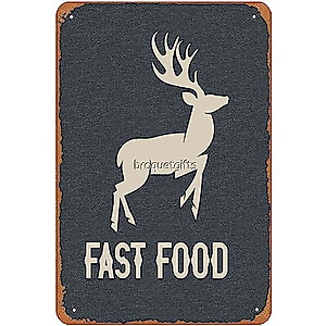 Funny Fast Food Deer Hunting Deer Whisperer Hunting Metal Signs Vintage Man Cave Farm Bar Kitchen Wall Art Barn Gift 8x12inch