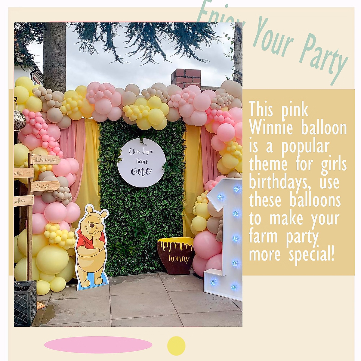Pink and Yellow Balloon Arch, Pastel Light Pink Balloons Baby Pink Macaron Yellow Balloon Sand white Balloon Arch Kit for Birthday Baby Shower Bee Bear Theme Party Decoration