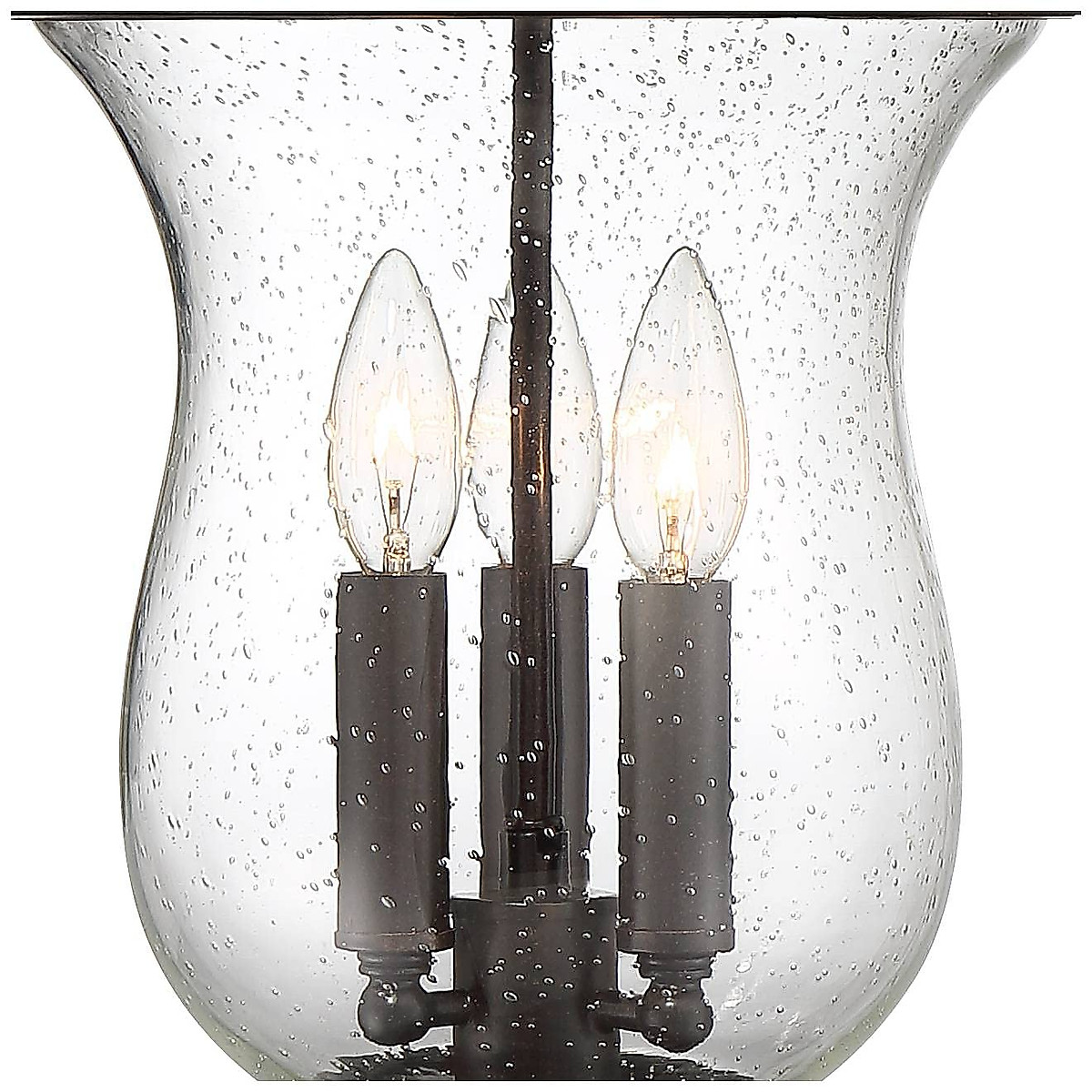 Franklin Iron Works Carriage Traditional Outdoor Post Light Fixture LED Bronze 23" Clear Seedy Glass Decor Exterior House Porch Patio Outside Deck Garage Yard Garden Driveway Home Lawn Walkway