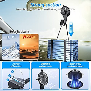 WixGear Universal Bendable Dashboard Magnetic Phone Car Mount, for Cell Phones and Mini Tablets with Strong Dashboard Lock (Newer 2023 Dashboard Model)