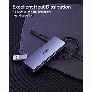 USB Hub for Laptop HOYOKI USB 3.0 Hub,Portable Aluminum Data USB Splitter with SuperSpeed 5Gbps Ultra-Slim USB Port Expander for MacBook Pro/Air, Dell, Chromebook 4