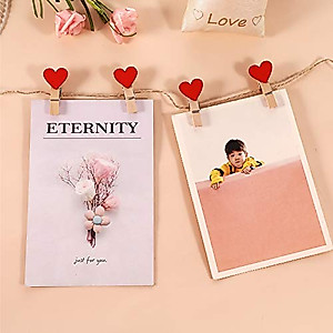 40PCS Clothes Pins Mini Clothespins Colored - Wooden Small Clothespins for Photos Pictures Crafts Colorful Wood Clothing Line Chip Clips Decorative Pin for Photo Decoration Craft (Red Heart)