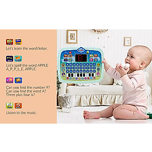Kid Tablet Toddler Learning Pad Interactive Toy with Screen -Educational Toys Fun Gifts -Music/Piano/ABC/Numbers/Words/Spell/Animals - for Boys&Girls 3+ (Blue)……