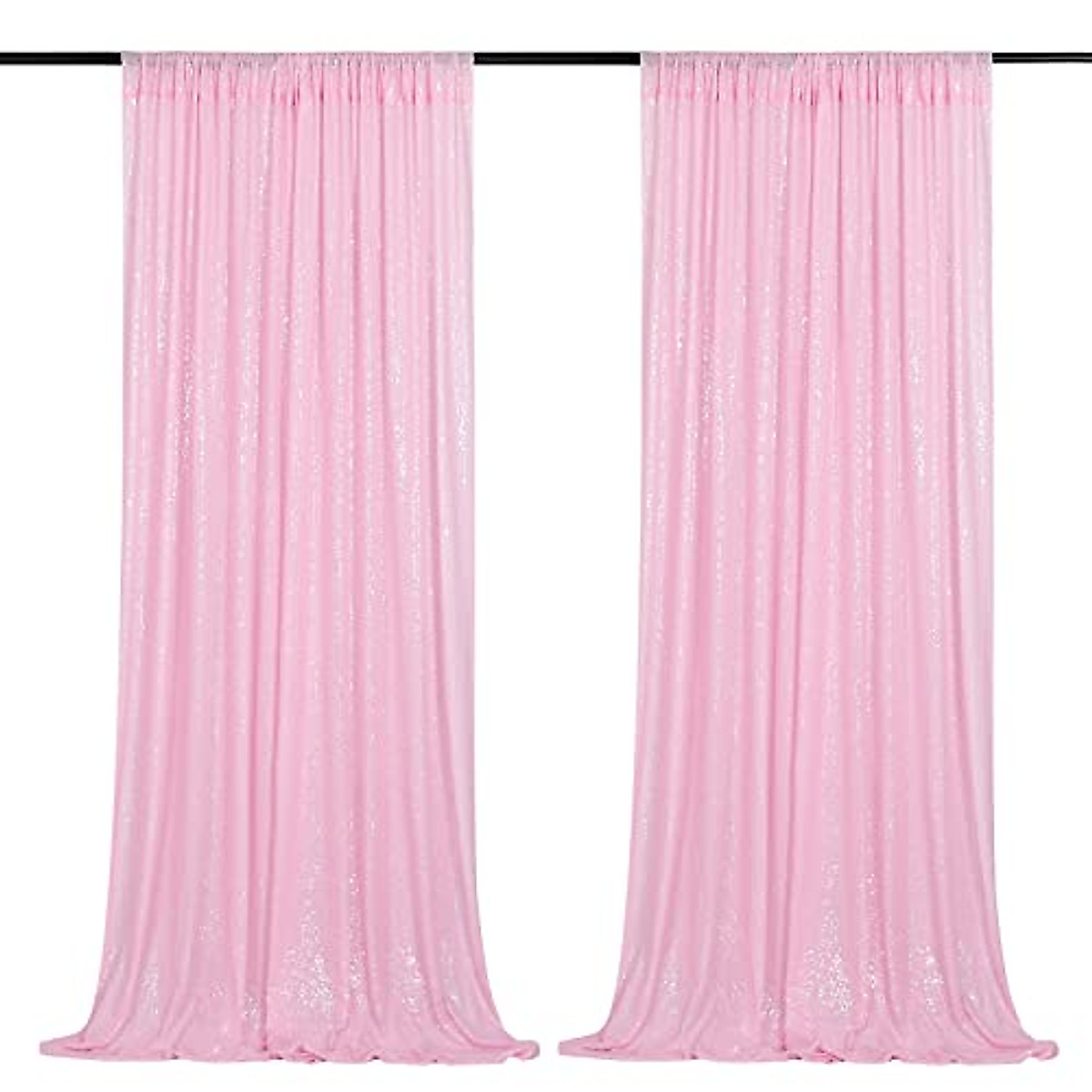 Pink Curtains 2ftx8ft Sequin Backdrop Curtain 2 Panels Pink Glitter Backdrop Fabric Drapes for Paties Holiday Decor
