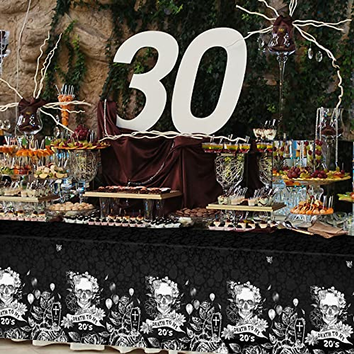 3 Pcs Death to My 20s Tablecloths, Rip to My 20s Tablecloths, 30th Birthday Table Decorations Black Death to My 20s Table Decor Plastic Table Cover for My Youth 30th Funeral Party Decorations Supplies