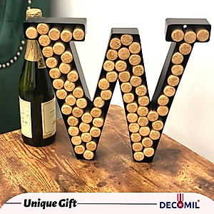Decomil Wine Cork Holder (A-Z) (Letter W) | Decorative Wine Letters Cork Holder (W) | Wall Art Cork Holder Decor (W)
