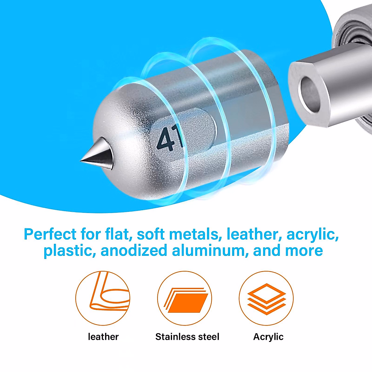 Engraving Tip for Maker Cutting Machines - Premium Carbide Steel Engraving Tool for Flat, Soft Metals, Leather, Acrylic, Plastic, Anodized or Sublimated Aluminum